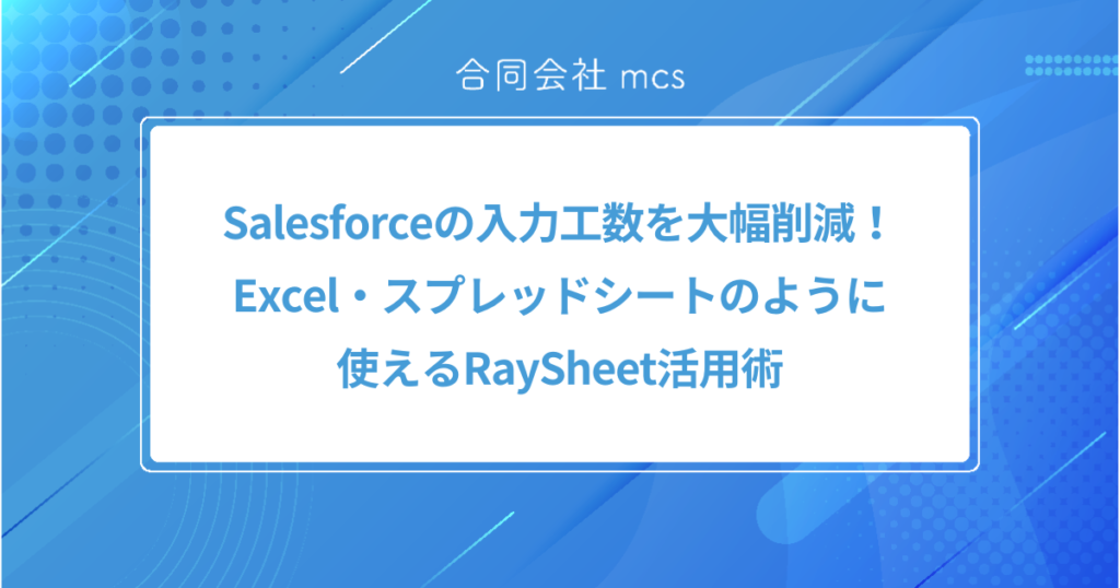 Salesforceの入力工数を大幅削減！Excel・スプレッドシートのように使えるRaySheet活用術 | 合同会社mcs